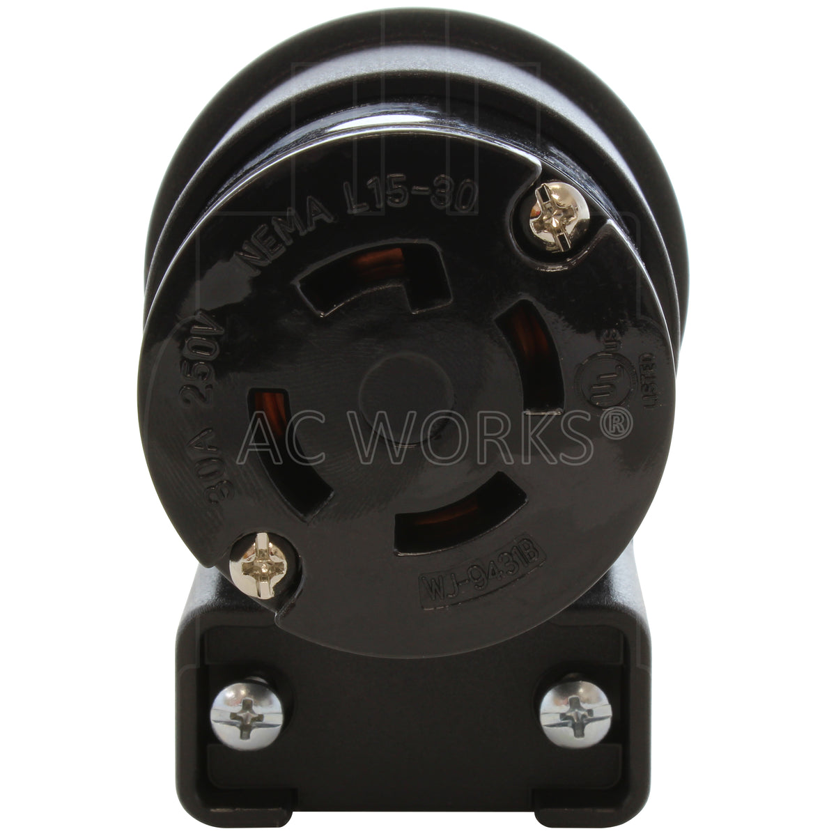 [ASEL1530R] NEMA L15-30R 30A 3-Phase 250V 4-Prong Elbow Locking C-UL – AC Connectors