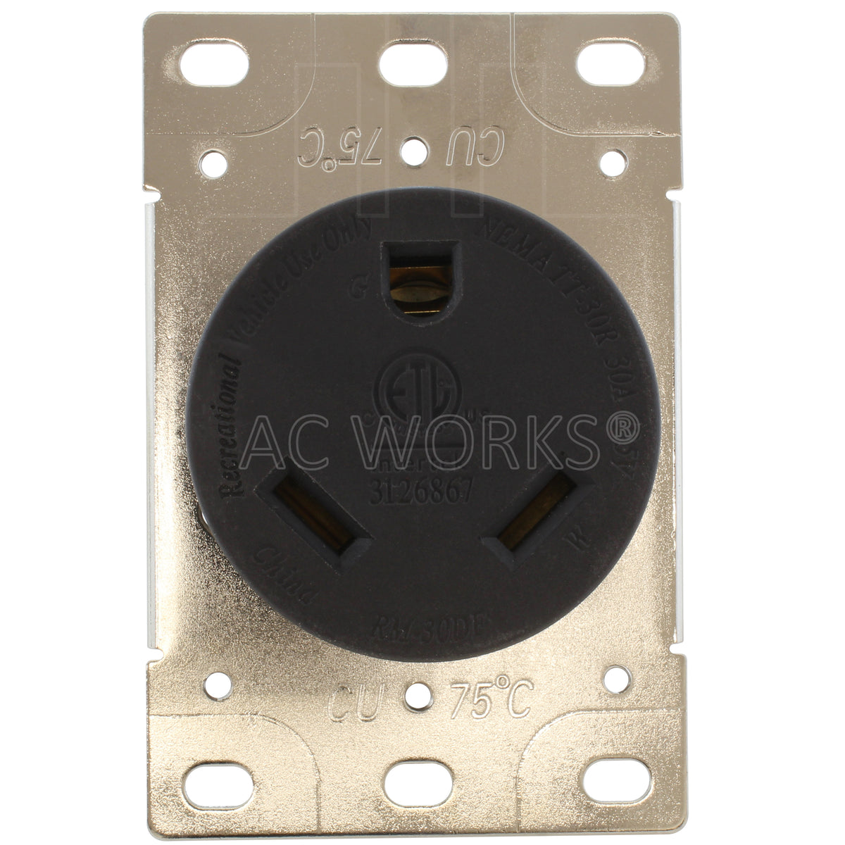 AC WORKS® [ASOUTT30R] 30A 125V TT-30R Outlet ETL Listed – AC Connectors