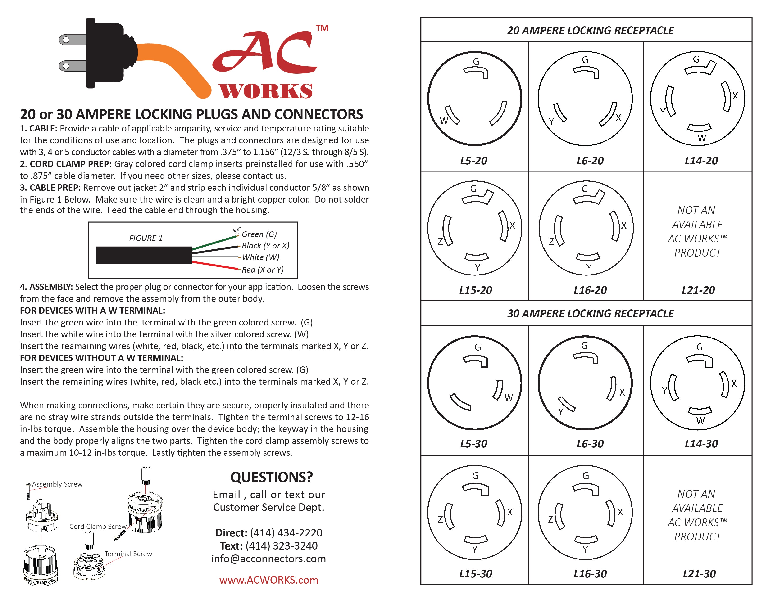 User Manual: 20 or 30 Ampere Locking Plugs and Connectors – AC Connectors