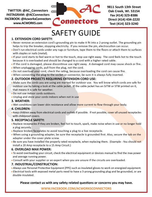AC WORKS™ Download: Safety Guide – AC Connectors