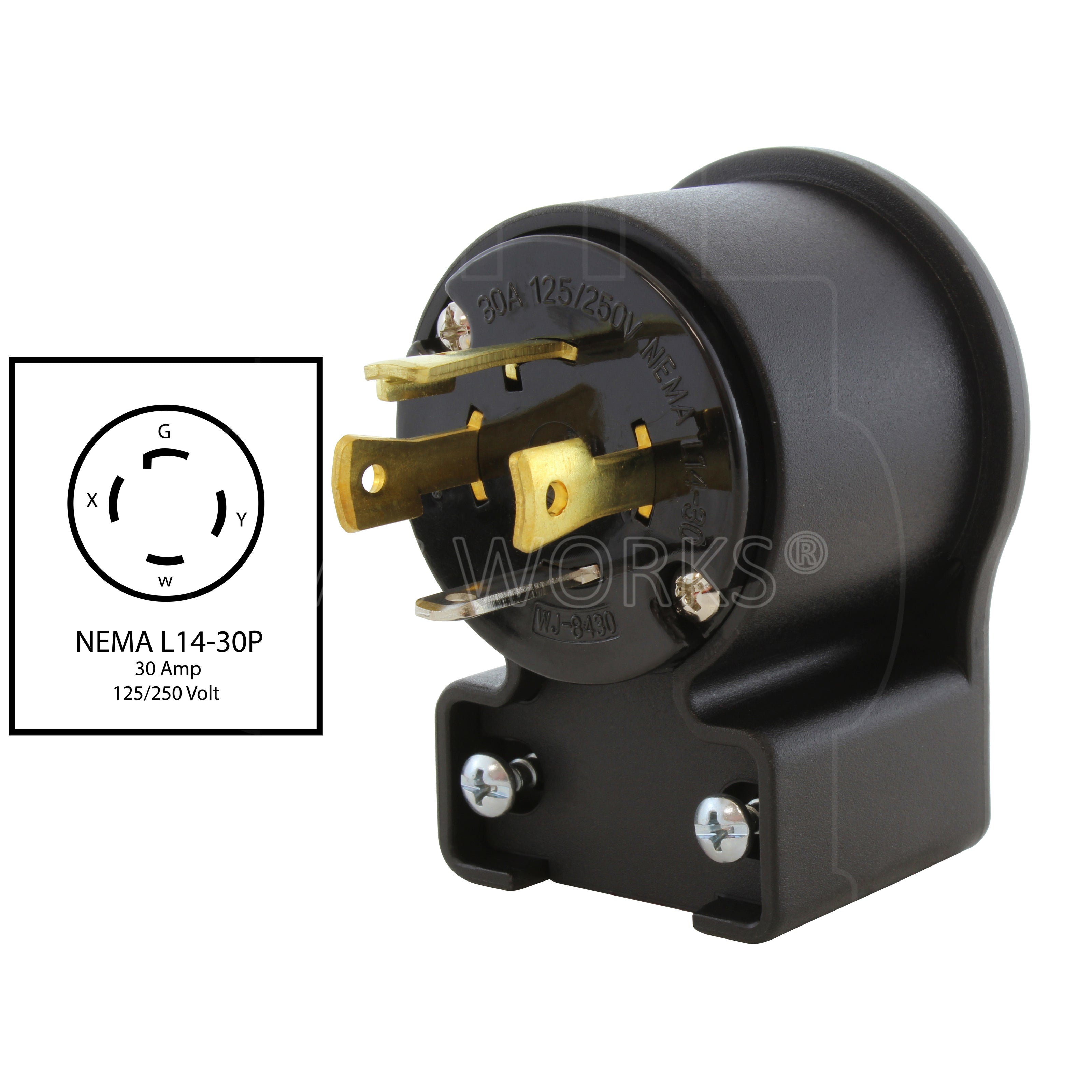 NEMA L14-30 Plug 30A 125/250V Elbow Male CUL Wiring Device – AC Connectors