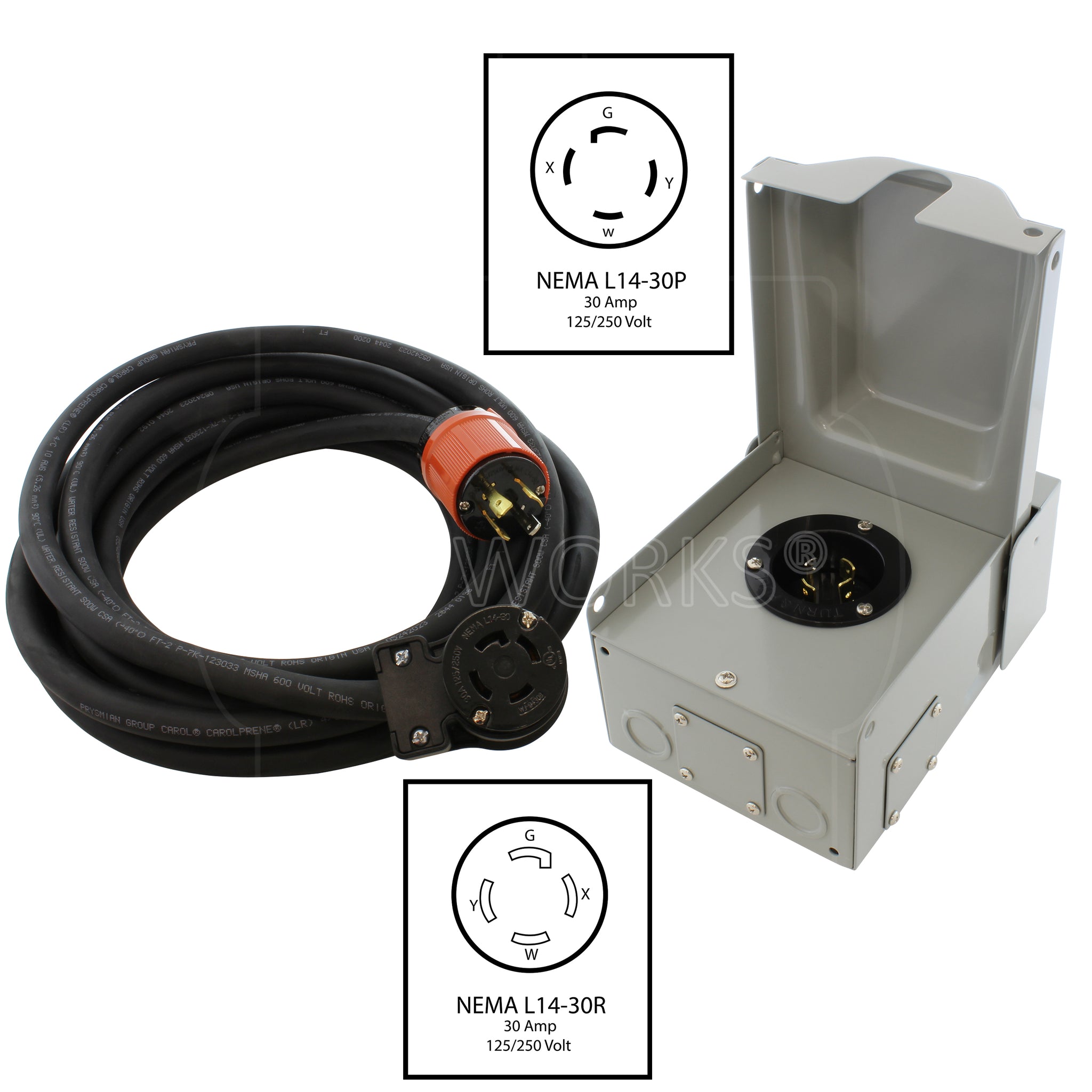 30A 4-Prong Generator Emergency Power Kit with L14-30 Inlet Box – AC ...