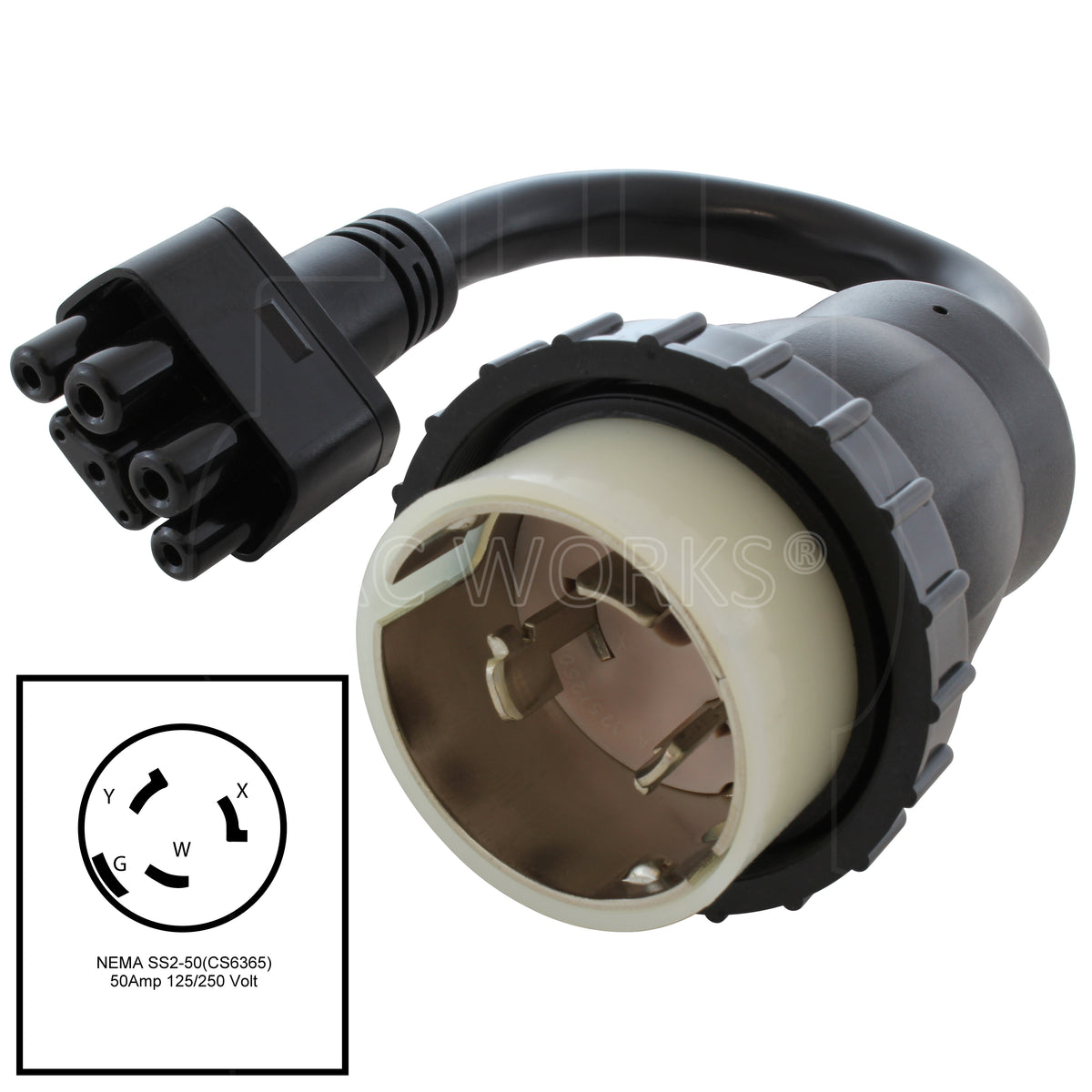 [G2EVSS2PT-32A] 32A Gen 2 EV Charging NEMA SS2-50 Adapter For Gen. II ...