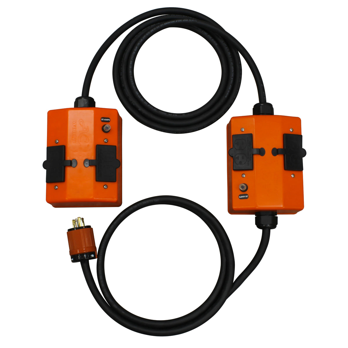 [L1420PDU-10-AB] NEMA L14-20 Plug to Two PDU Outlet (GFCI & Breaker ...