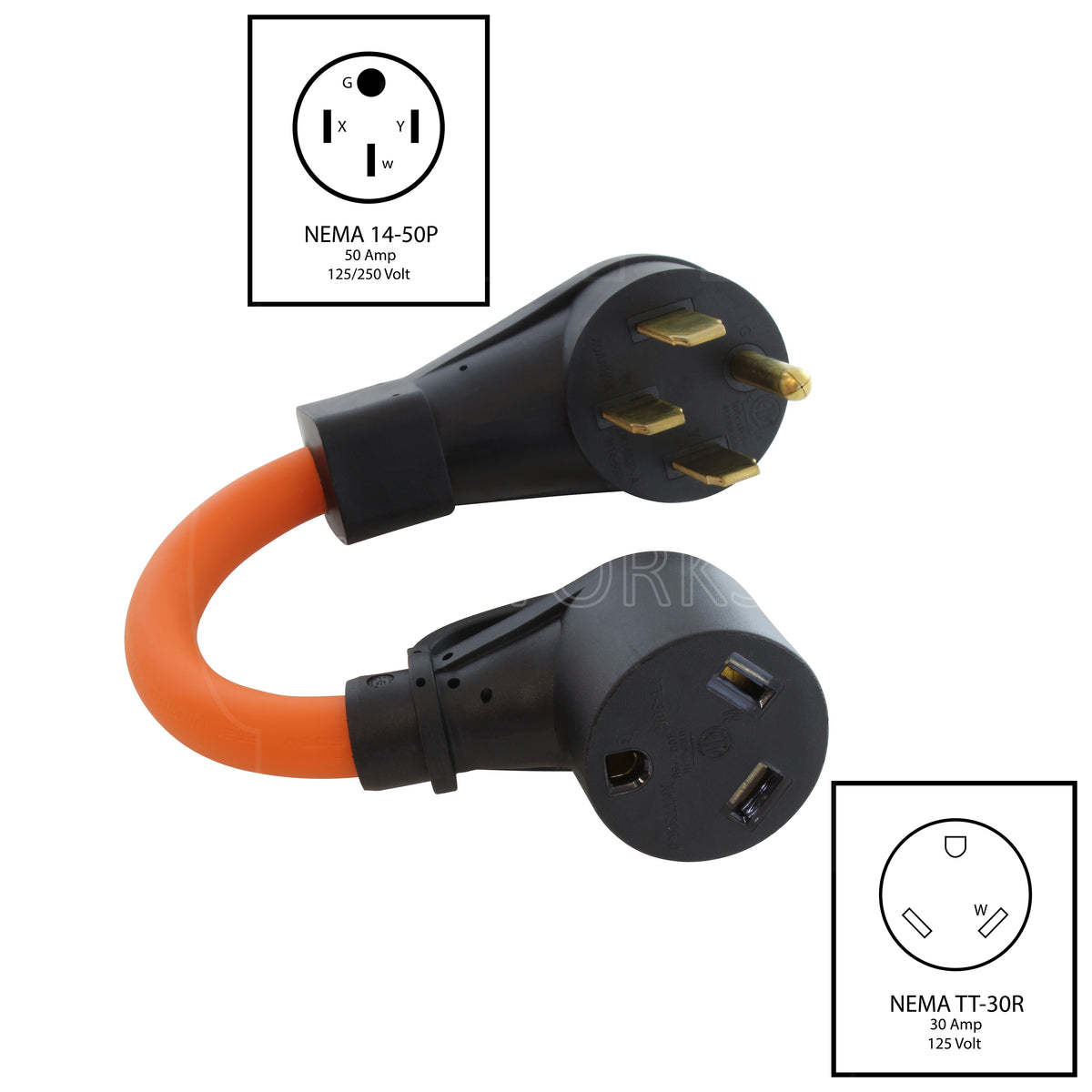 1FT 14-50P 50A RV/Generator/ Range Plug to TT-30R 30A RV connector – AC ...