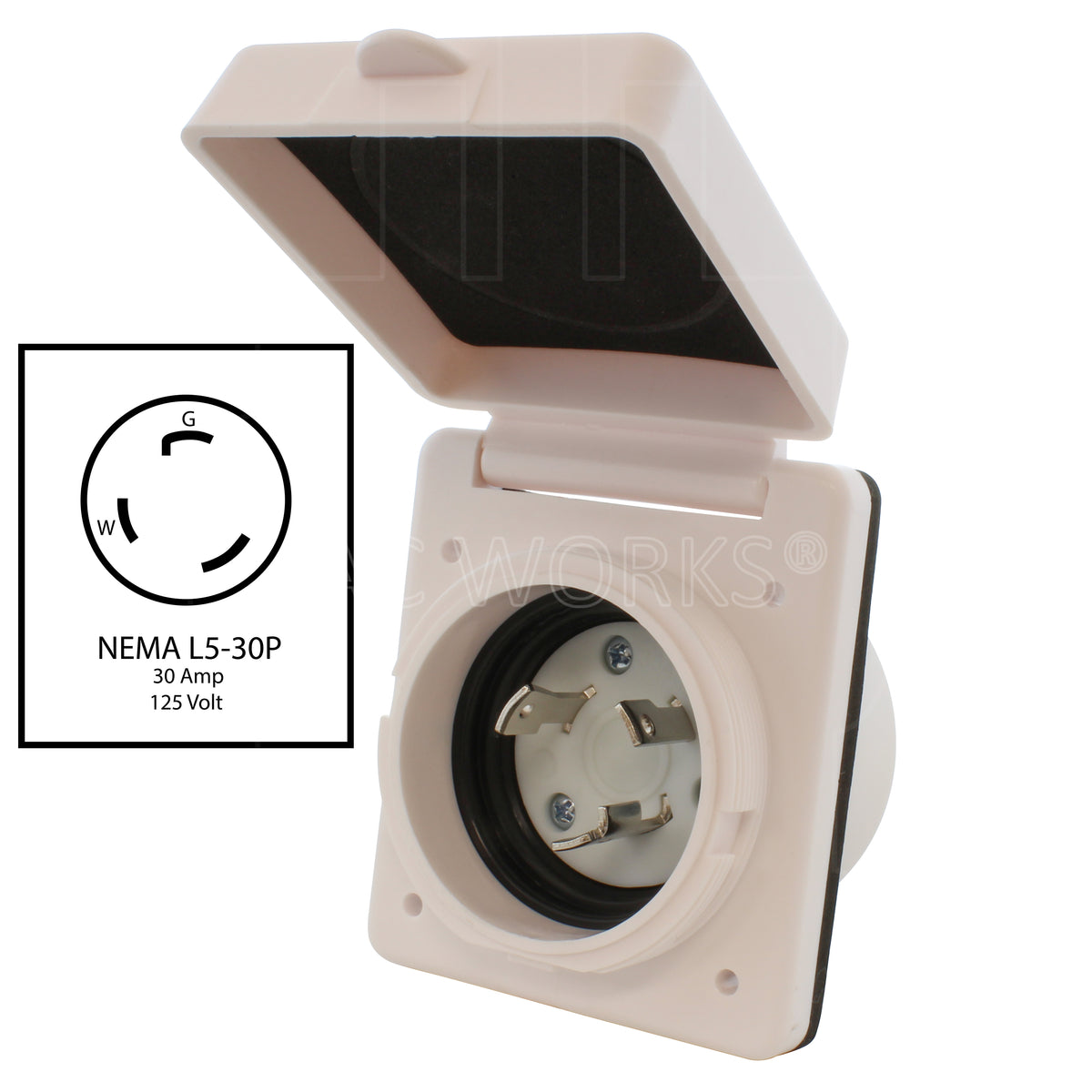 AC WORKS® [RVINL530] 30A 125V L5-30P RV/Marine Power Input Inlet With ...