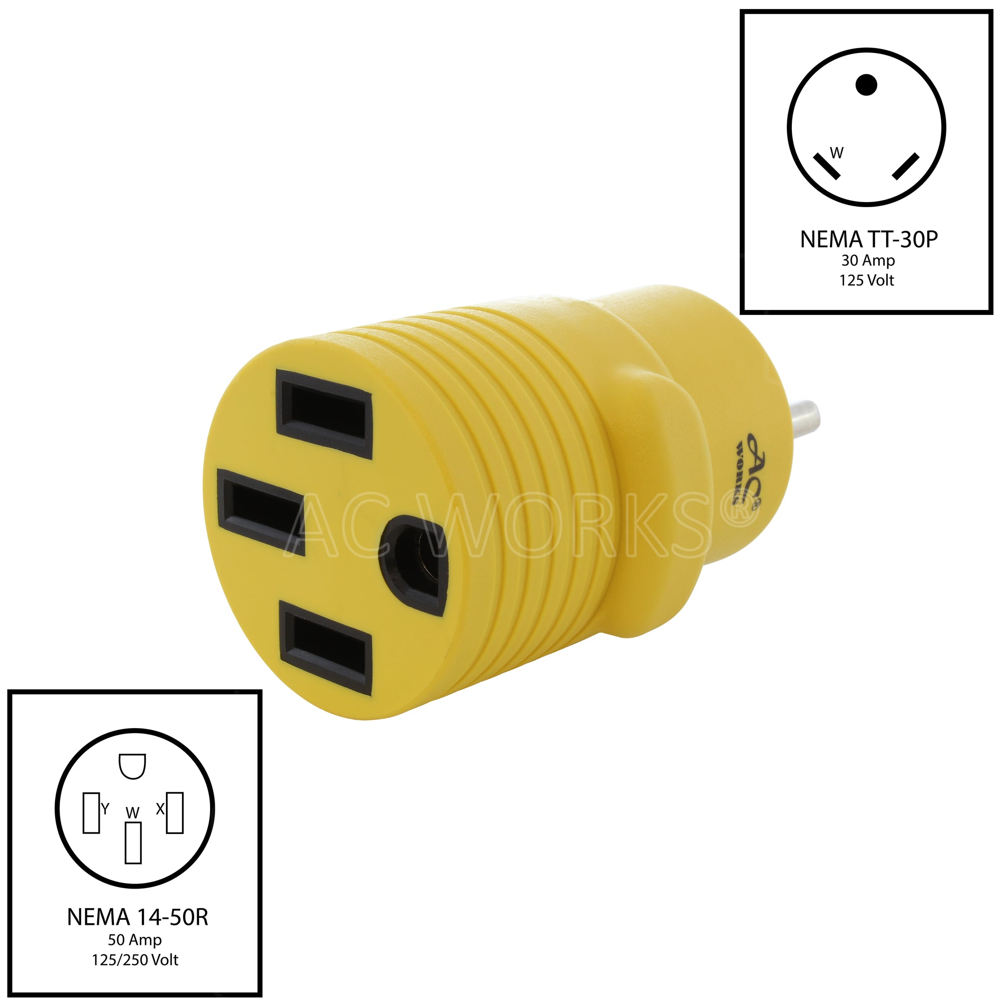 AC WORKS® RV Adapter TT-30P RV 30 Amp Male Plug to RV 50 Amp 14-50R ...