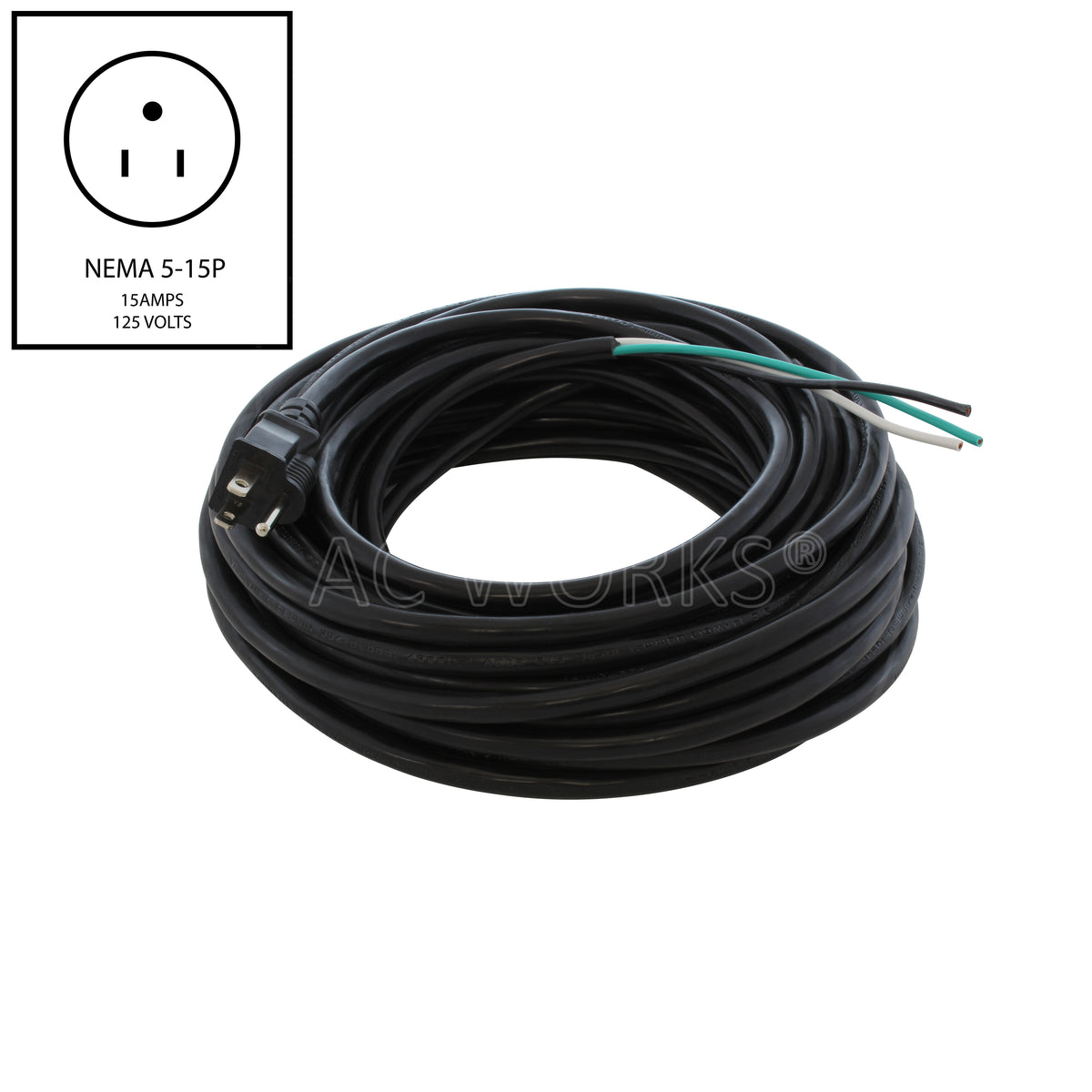[S515PROJ-050] 50ft 15A NEMA 5-15P U.S 3-Prong Replacement Cable – AC ...