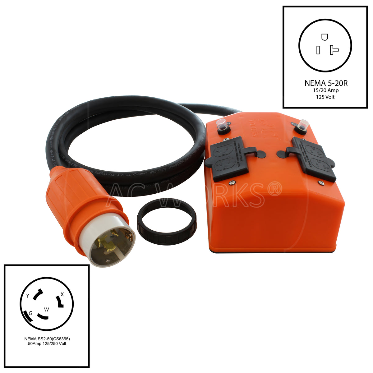 [SS2PDU] SS2-50P/ CS6365 Locking Plug to PDU OUTLET BOX (GFCI ...