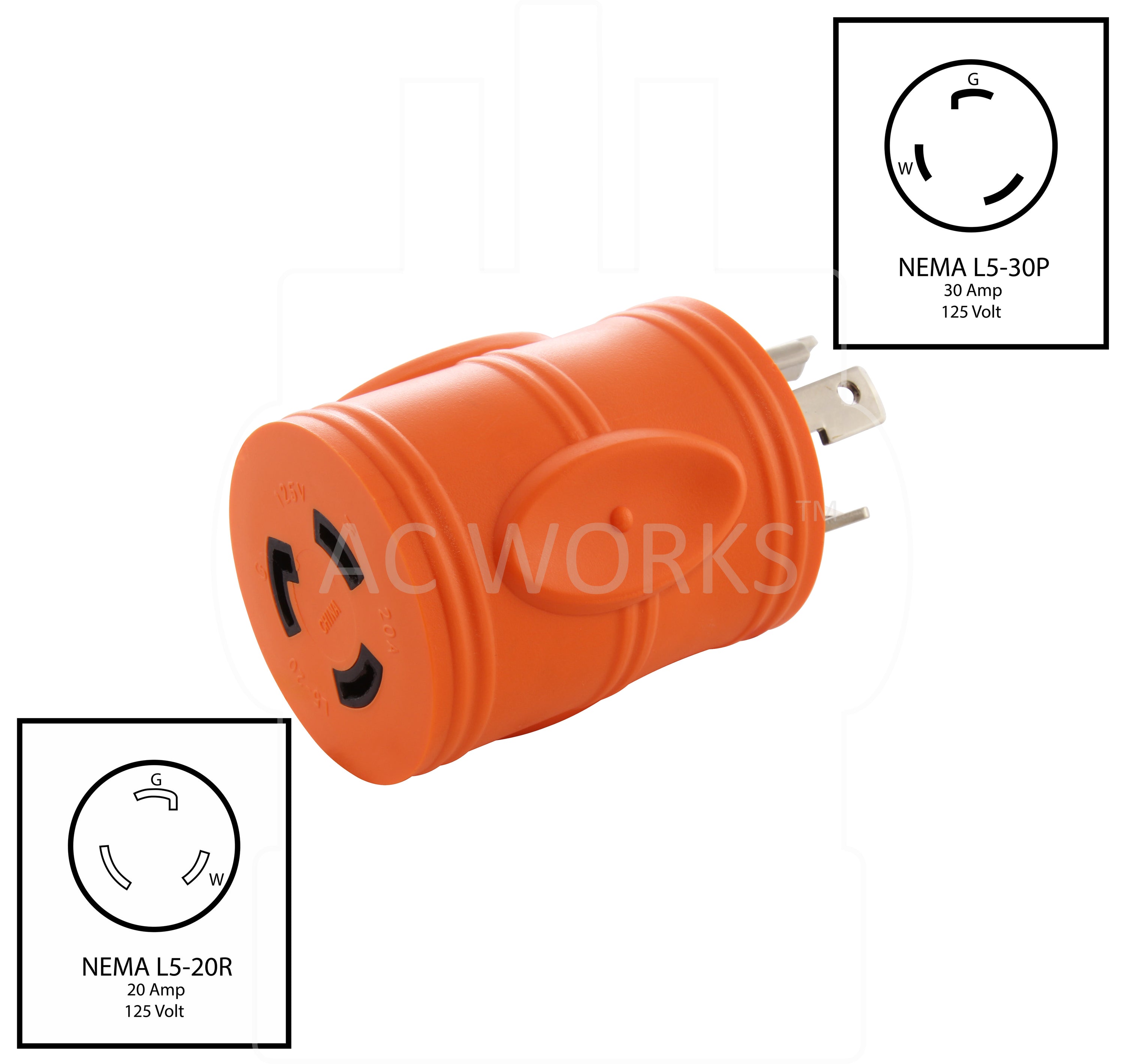 NEMA L5-30 to L5-20 Adapter 30Amp 125V for Generator and RV Use. – AC ...