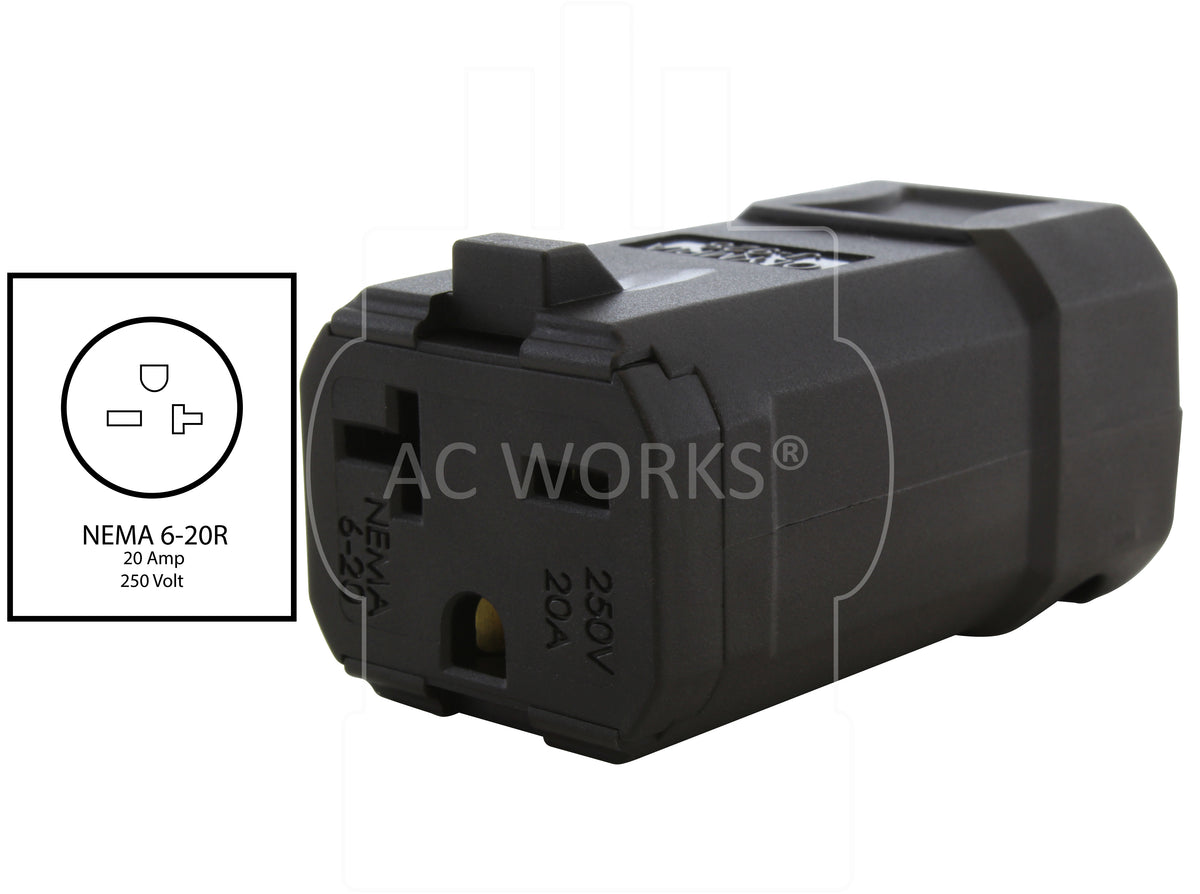 NEMA 6-15/ 20R 20A 250V Clamp Style Square Connector with UL, C-UL ...