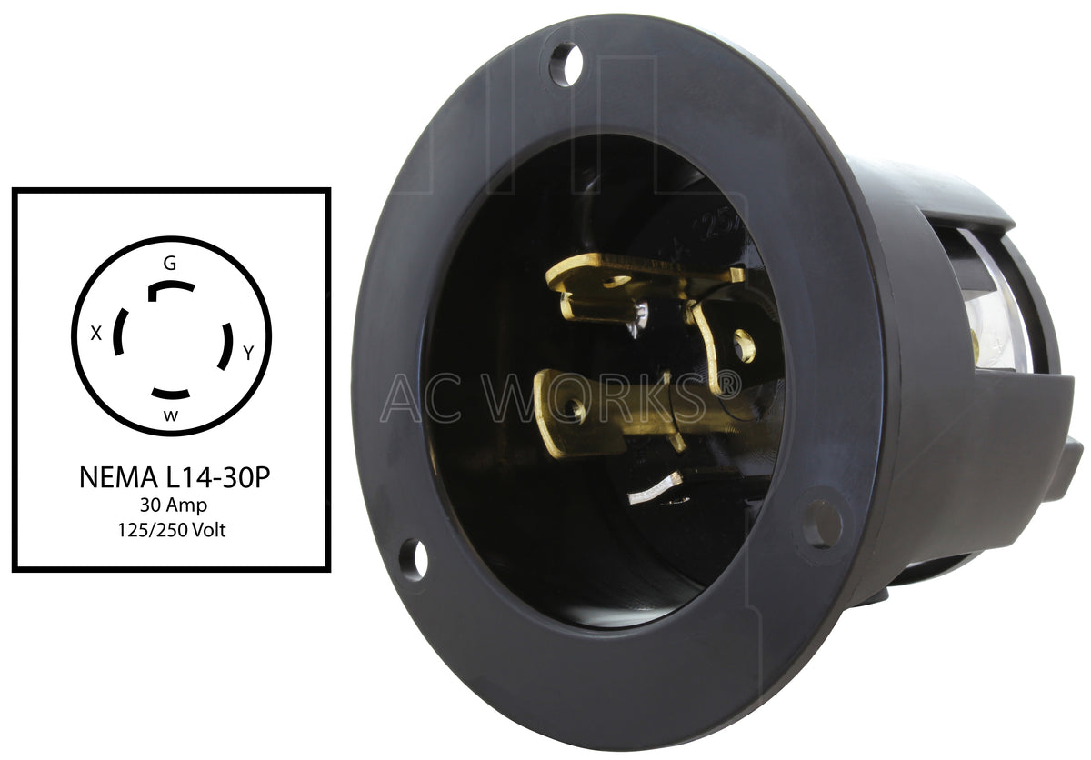 AC WORKS® 30 Amp 125/250 Volt NEMA L14-30P Power Input Inlet – AC ...