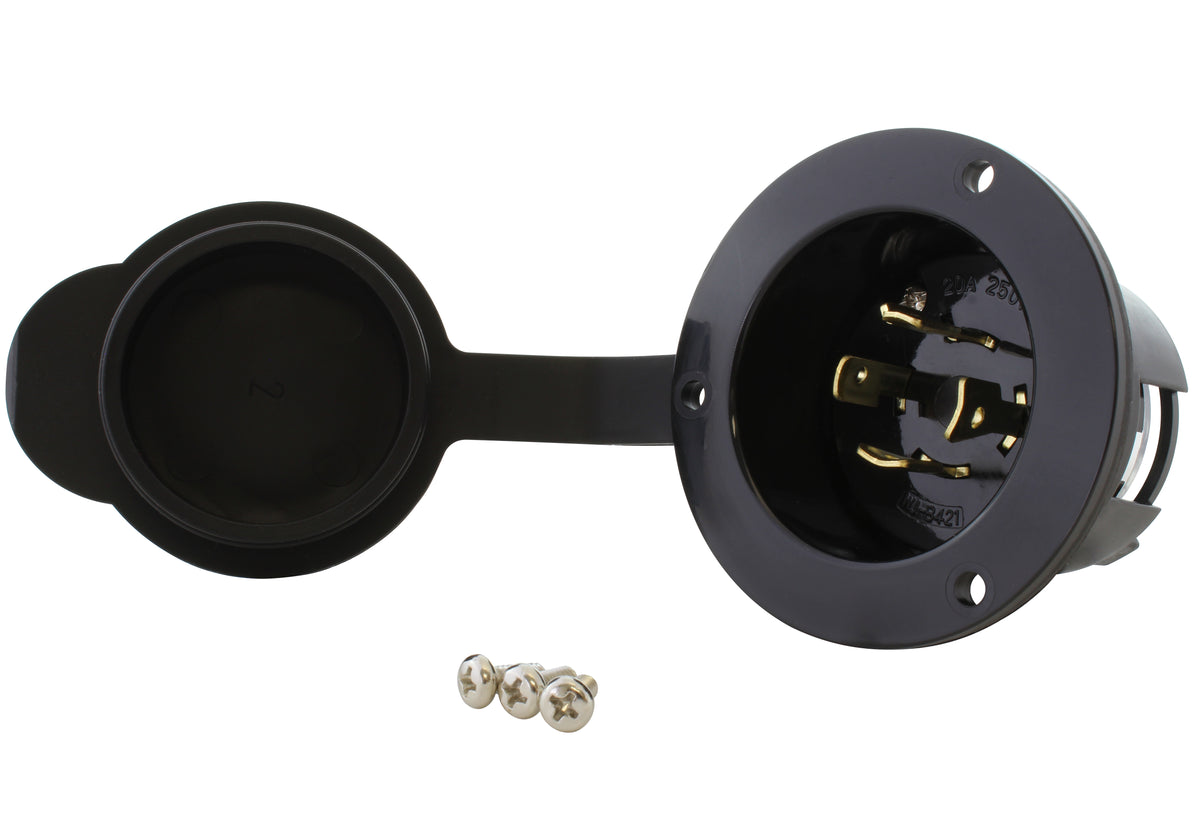 AC WORKS® 20A 3-Phase 250V L15-20P Power Input Inlet and Weather Cover ...