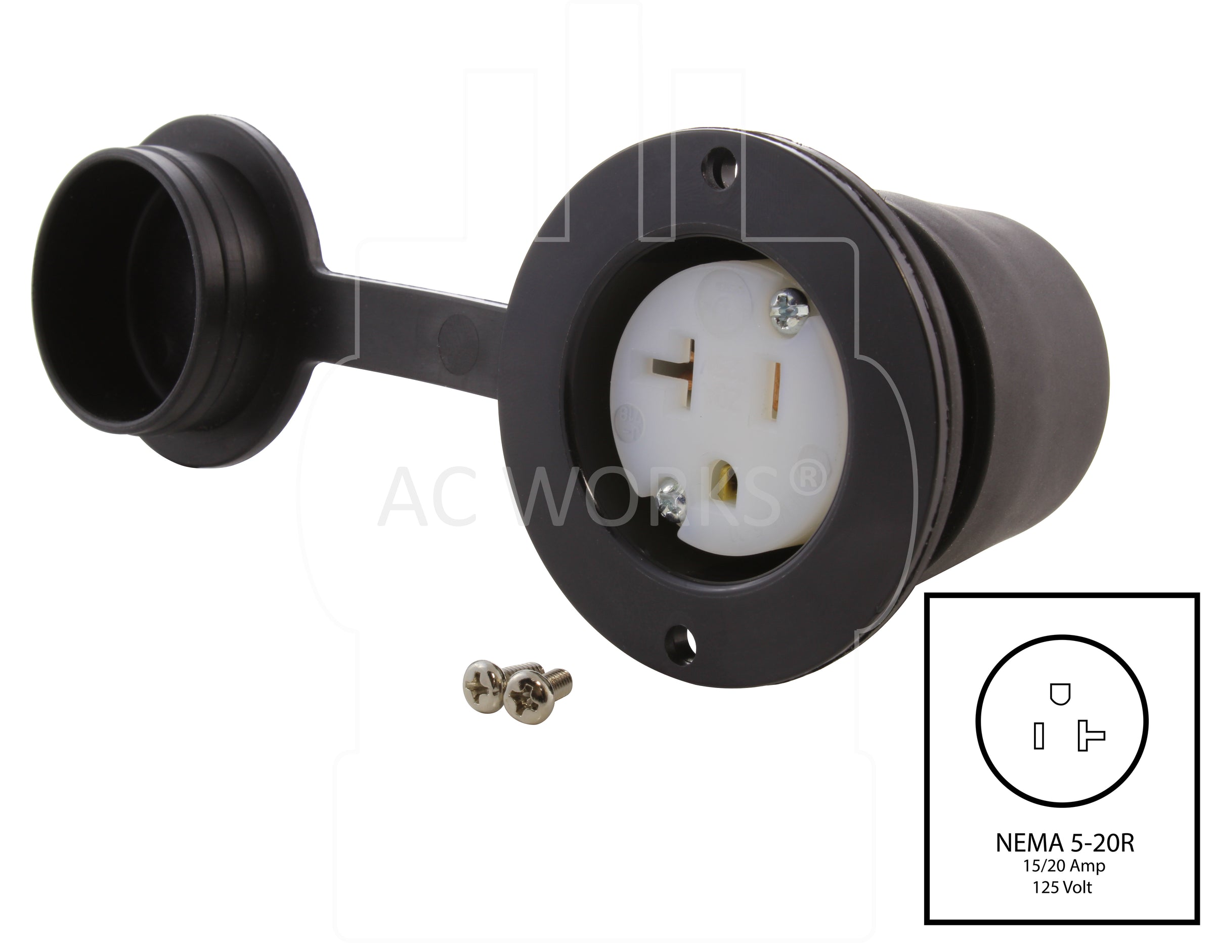 NEMA 5-20 Household Flanged Outlet with Front & Back Cover 15/20A 125V ...