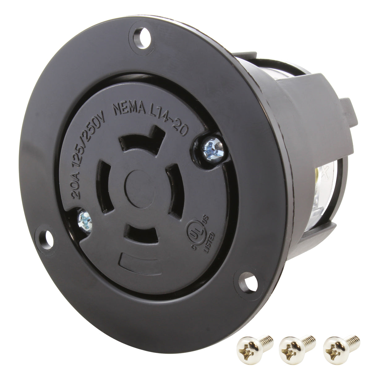 AC WORKS® 20A 125/250V L14-20R Flanged Outlet UL and C-UL Approval – AC ...