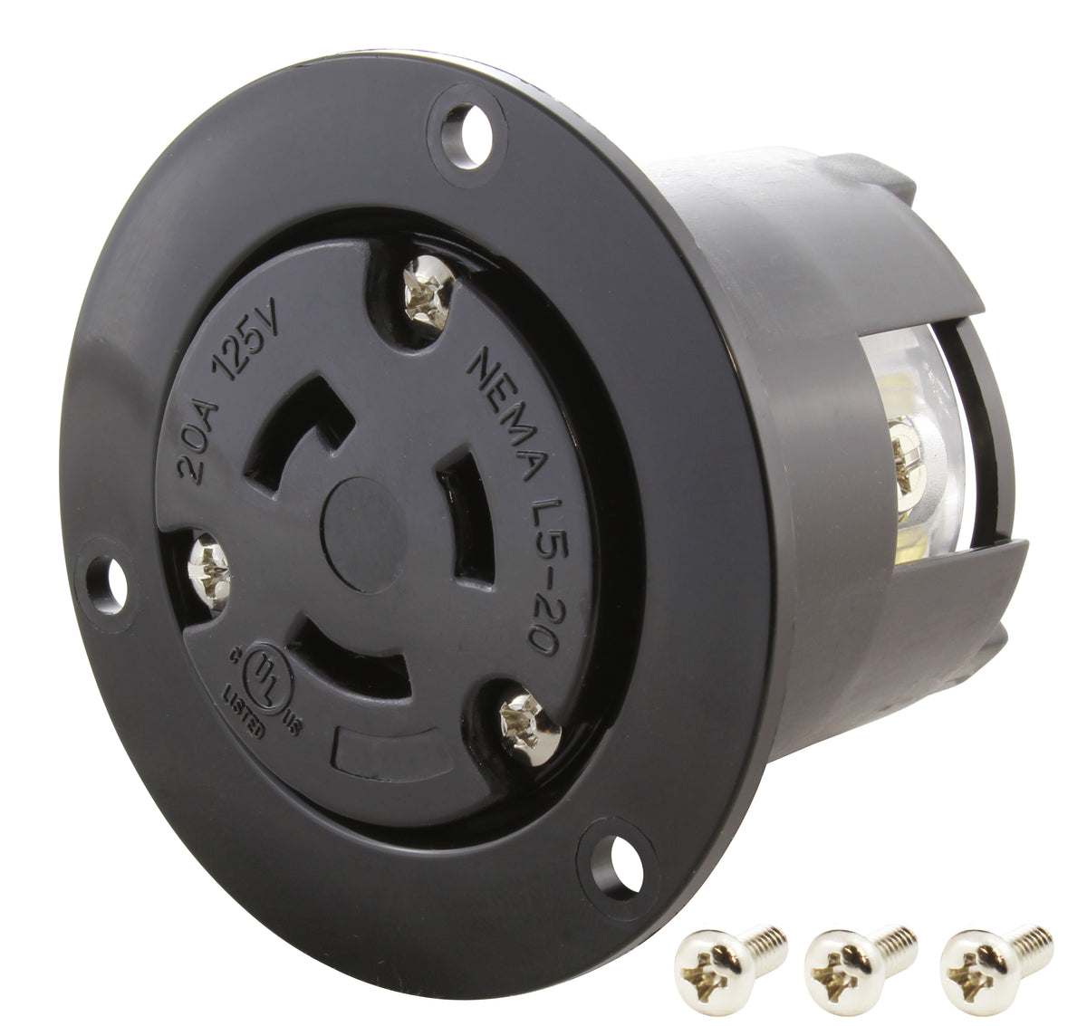 AC WORKS® 20A 125V NEMA L5-20R Flanged Outlet UL and C-UL Approval – AC ...