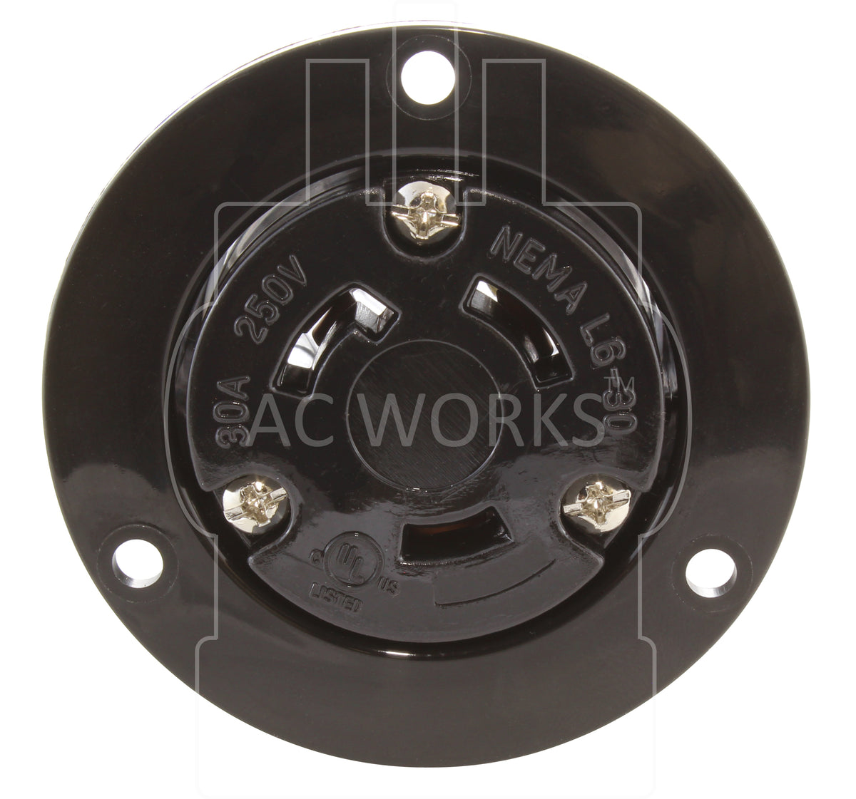 AC WORKS® 30 Amp 250 Volt NEMA L6-30R Flanged Outlet UL and C-UL ...