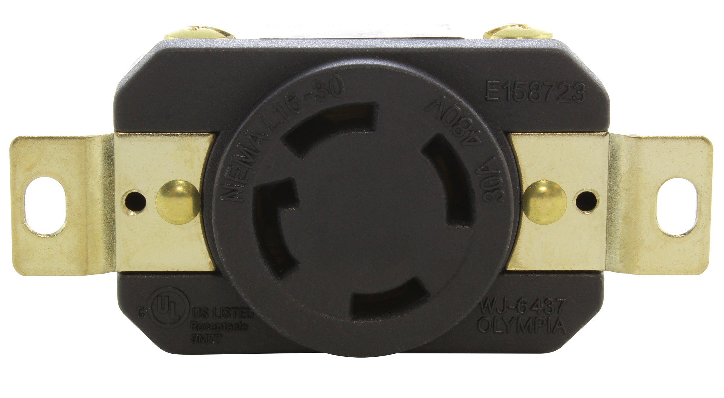 3-Phase NEMA L16-30R Flush Mount Locking Industrial Grade Receptacle ...
