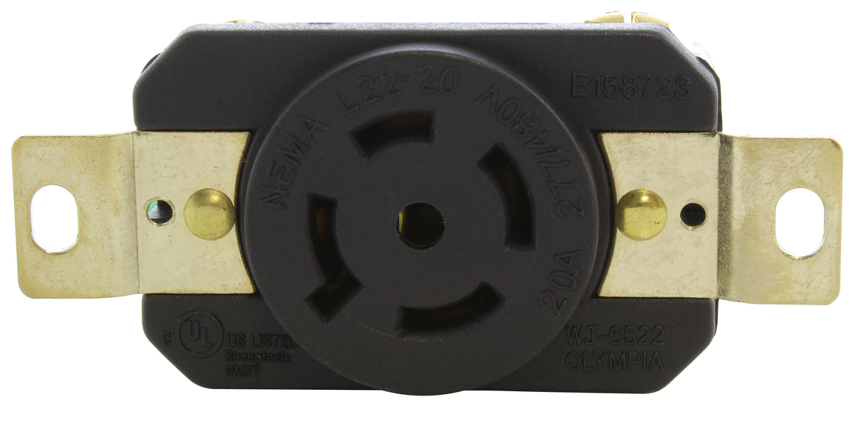 20A 277/480V NEMA L22-20R Flush Mount Locking industrial-grade ...