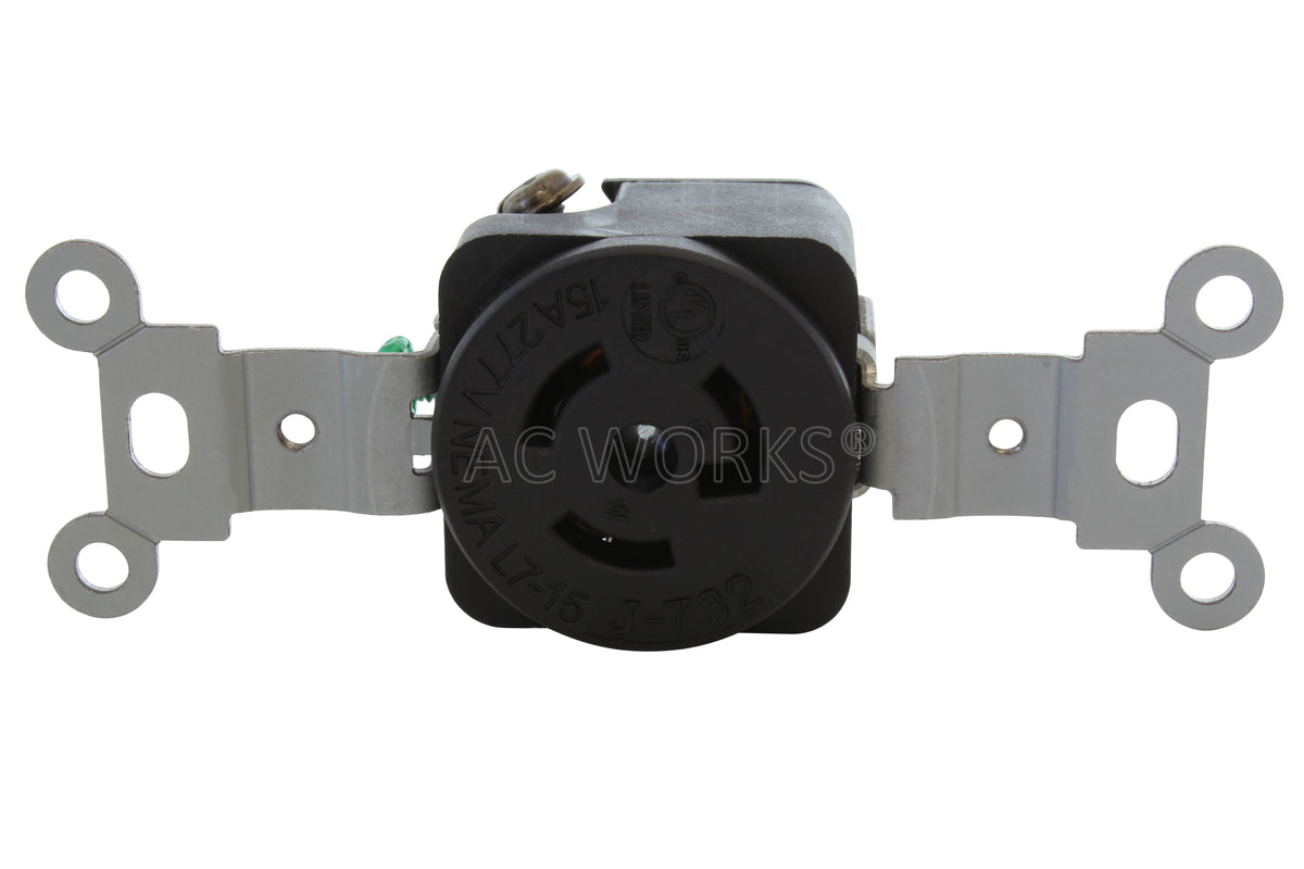 NEMA L7-15R 15A 277V Flush Mount Locking Industrial Grade Receptacle ...