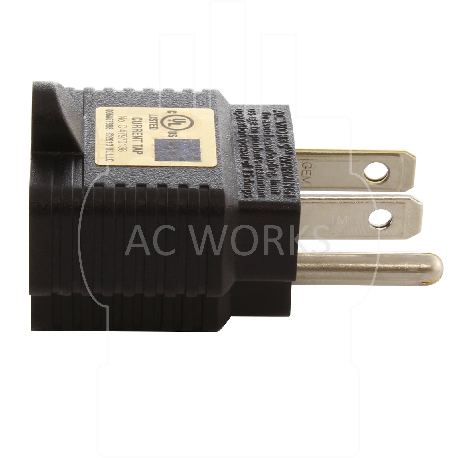 AC WORKS® 15A to 20A 125V T-Blade Compact Adapter UL and C-UL Approval ...