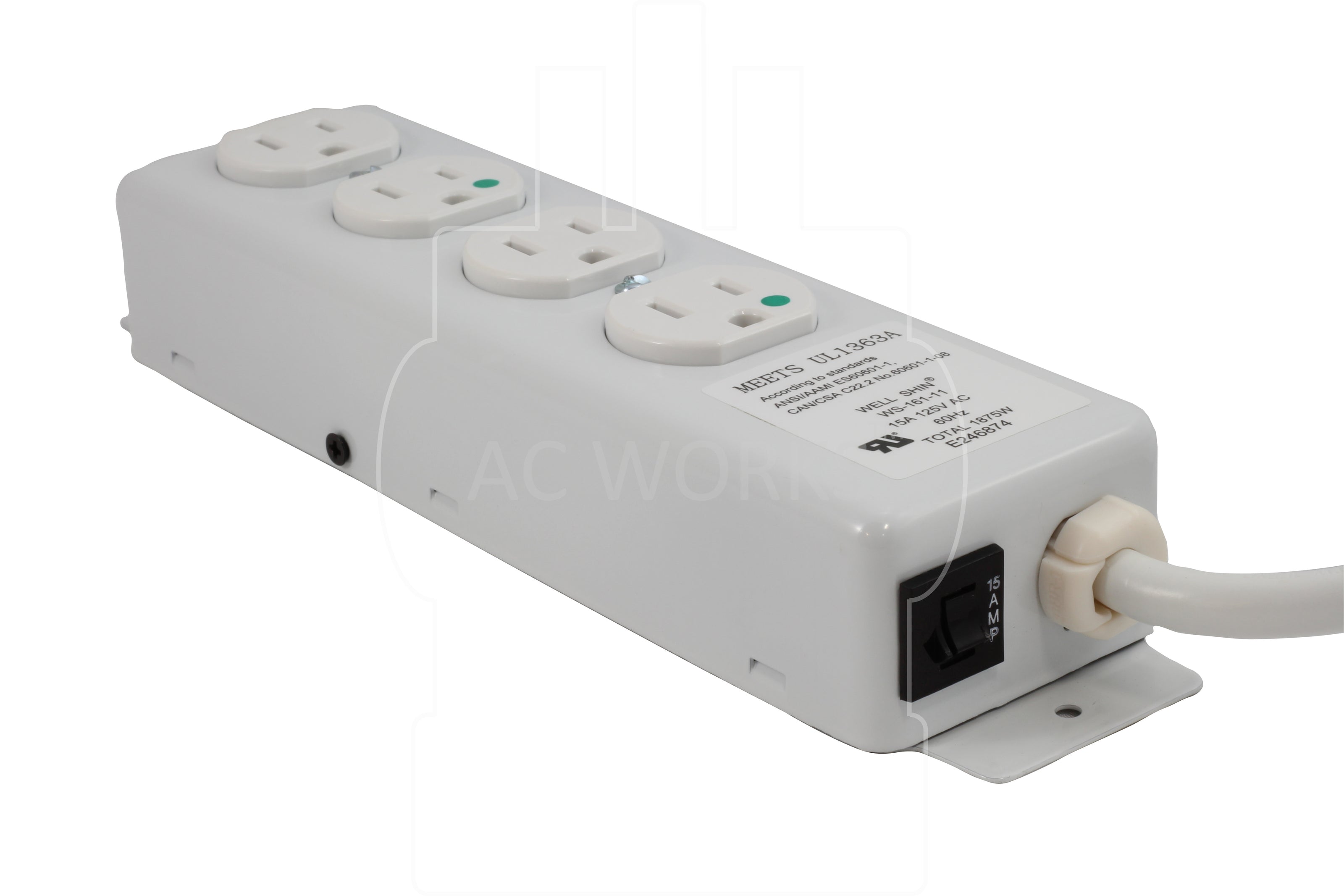 NEMA 5-15 Medical Hospital Grade Power Strip 4 Outlets | AC WORKS® – AC ...