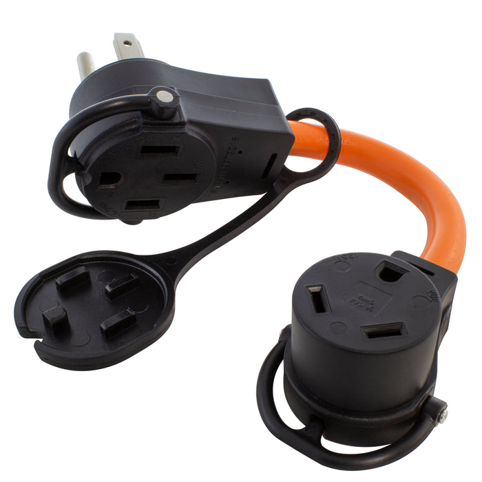 1FT 50A 14-50 Piggy-Back Plug Adapter Cord with TT-30R Connector – AC ...