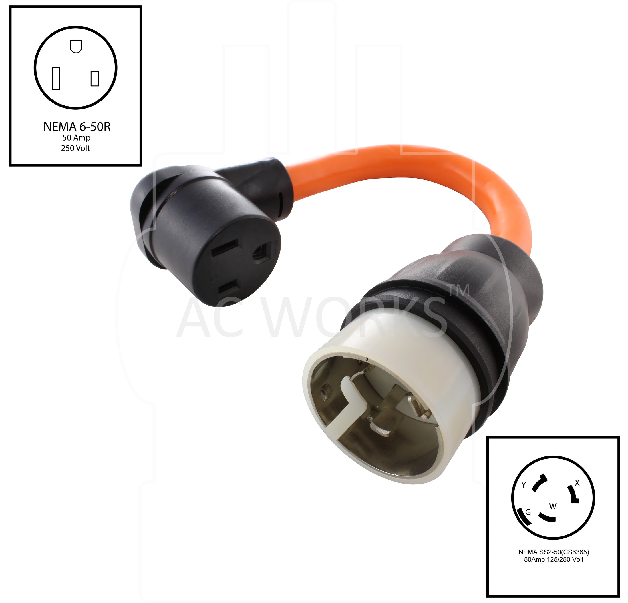 AC WORKS™ Welder Adapter CS6365/ SS2-50P 50A 4 Wires to 6-50R Outlet ...